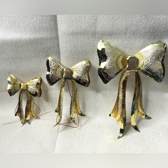 Home Interiors | Accents | Vintage Lightweight Gold Metal Bows Set Of 3 ...